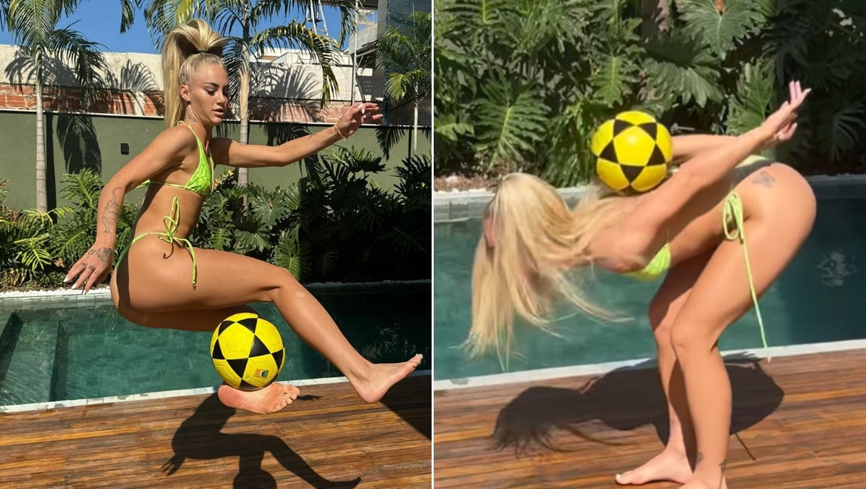 Tricks in a bikini - Alisha Lehmann performs tricks by the pool | krone.at