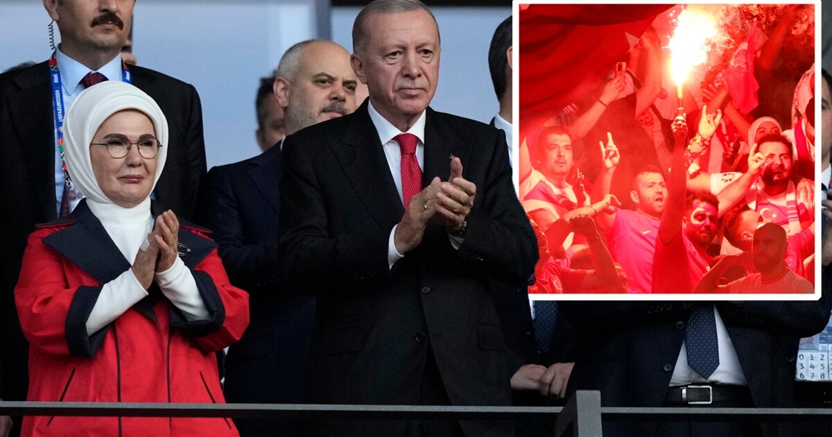 During the national anthem - Erdogan sees wolf salute from Turkey fans ...