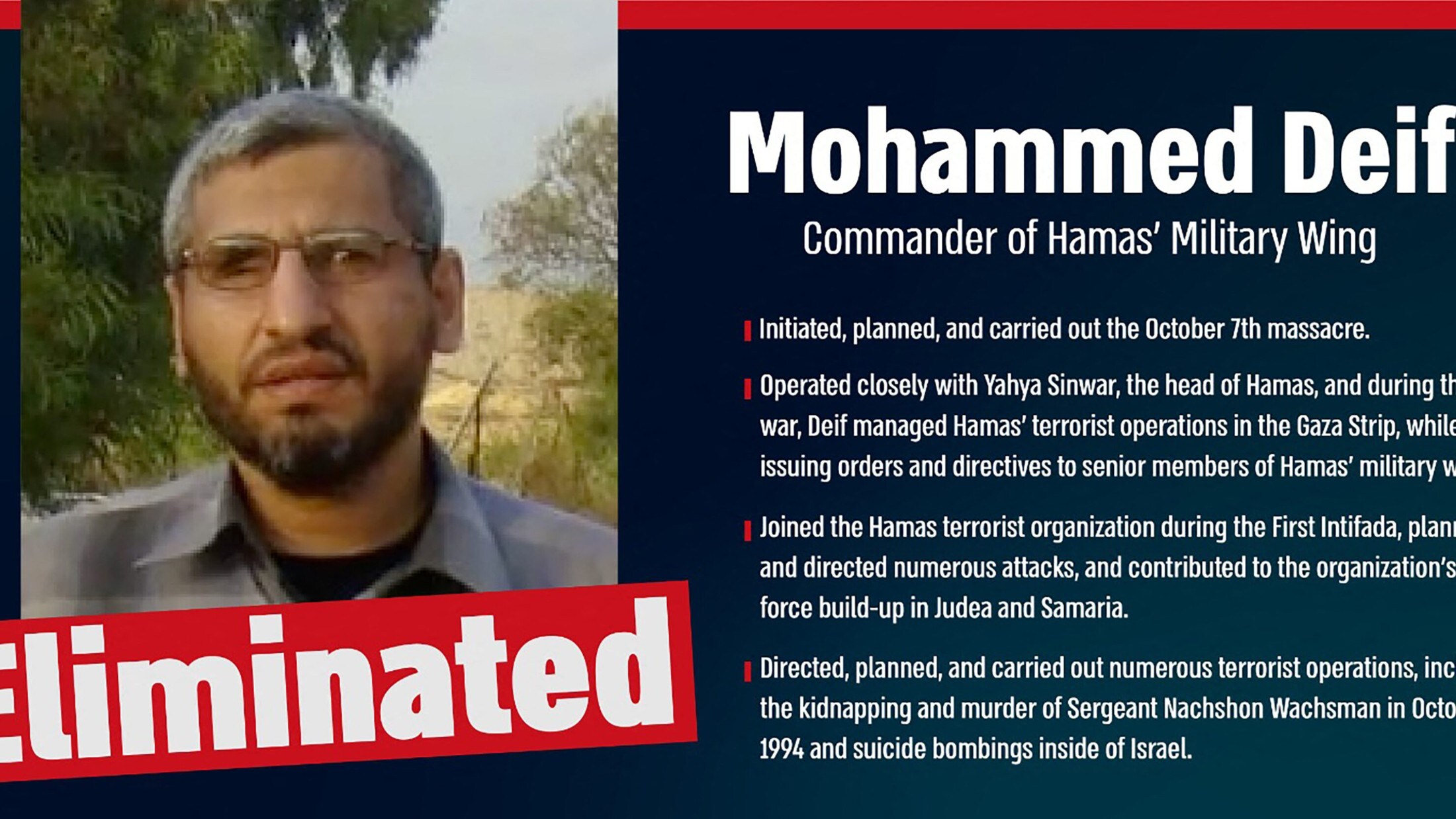 After half a year - Hamas confirms death of its military chief Deif ...
