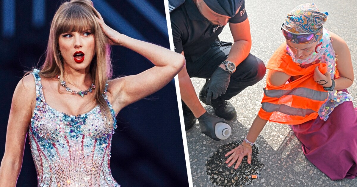 Protest in Warschau - Klimaaktivisten klebten vor Taylor-Swift-Konzert ...