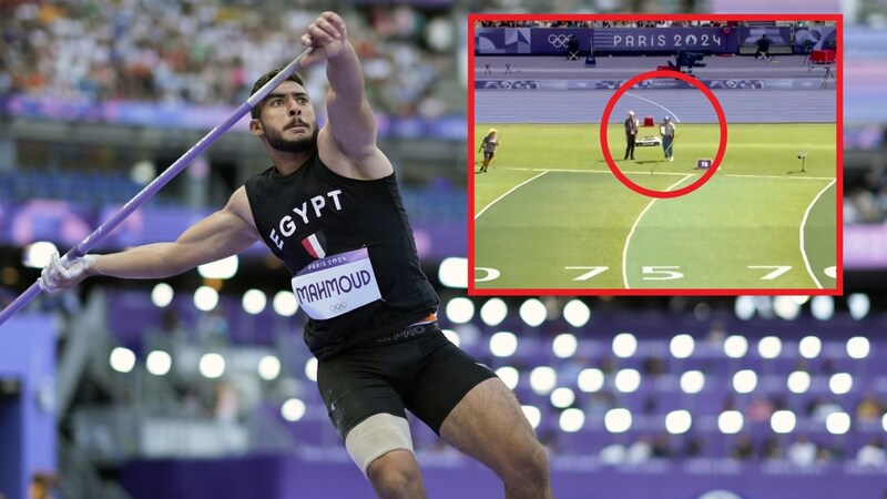Olympic excitement - Scary moment! TV man almost hit by javelin | krone.at