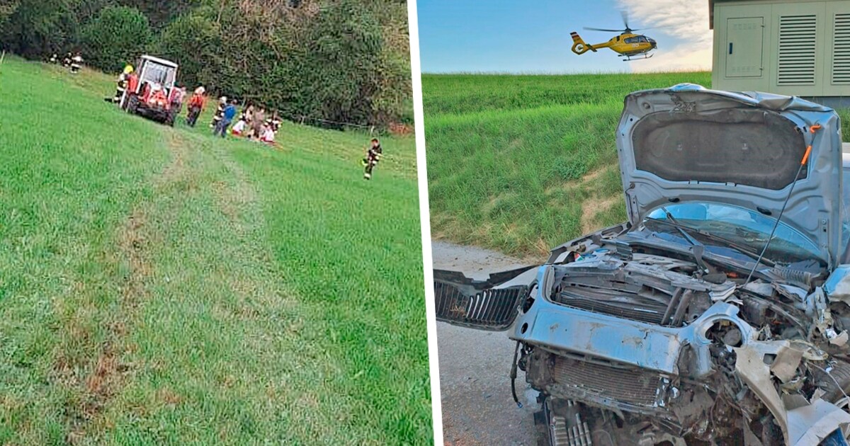 Über steile Böschung - Unfall mit Alko-Lenker: Auto stürzt 400 Meter ab | krone.at