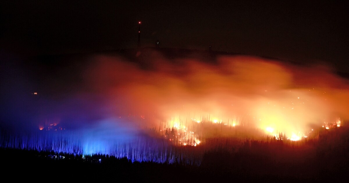 Fight against fire front - Fierce forest fire on the Brocken is ...