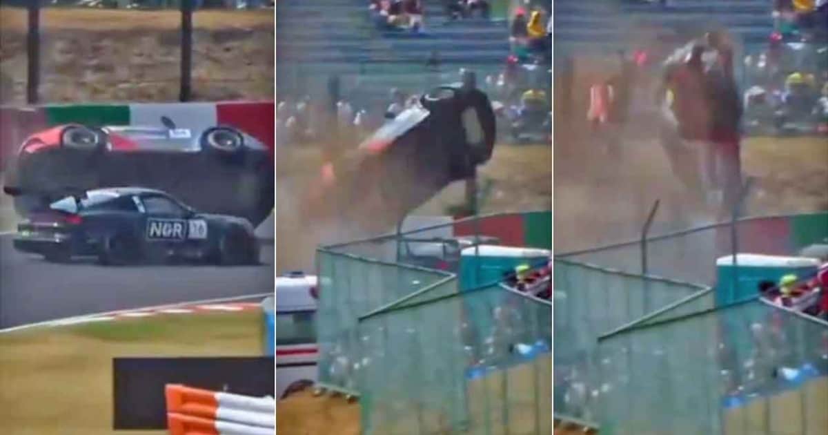 Bei F1-Rahmenprogramm - Horror-Crash! Porsche überschlägt sich mehrmals ...